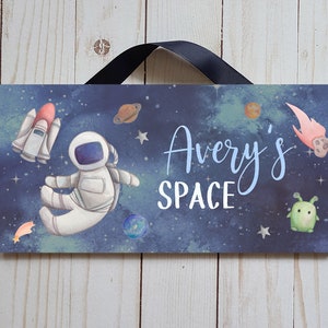 Personalized Space Name Sign | Space Door Hanger | Child's Bedroom Door ...