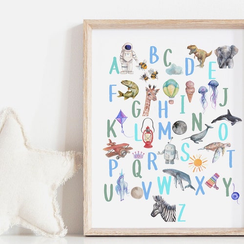 Rainbow Alphabet Poster ABC Print Nursery Alphabet Printable - Etsy