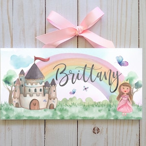 Fairytale Princess Name Sign With Castle and Rainbow - Etsy