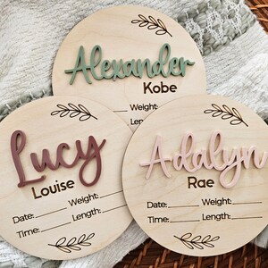Newborn Birth Disc Birth Announcement Name Sign Birth Stats Baby ...