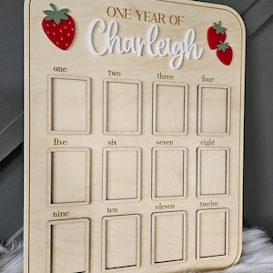 Strawberry First Birthday Photo Board | Monthly Milestone Keepsake - Etsy