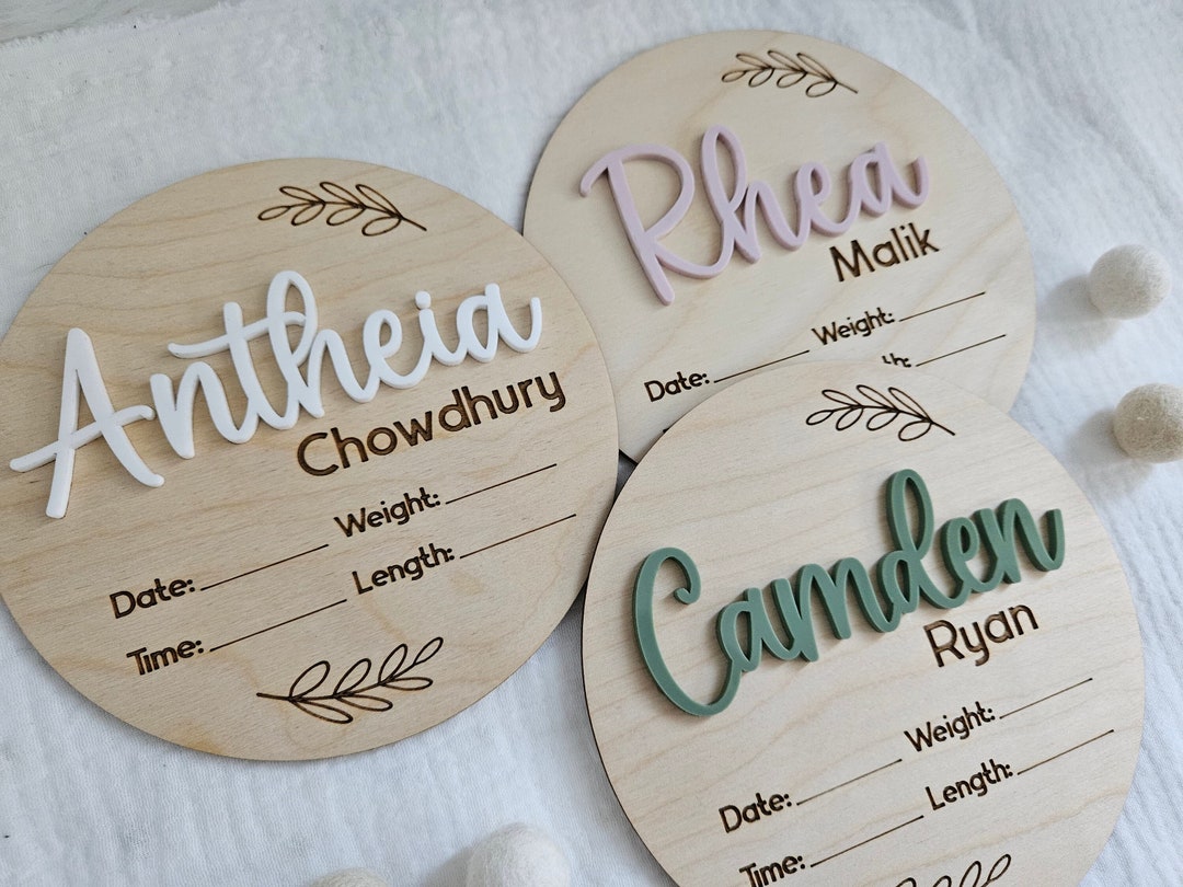 Newborn Birth Disc Birth Announcement Name Sign Birth Stats Baby ...