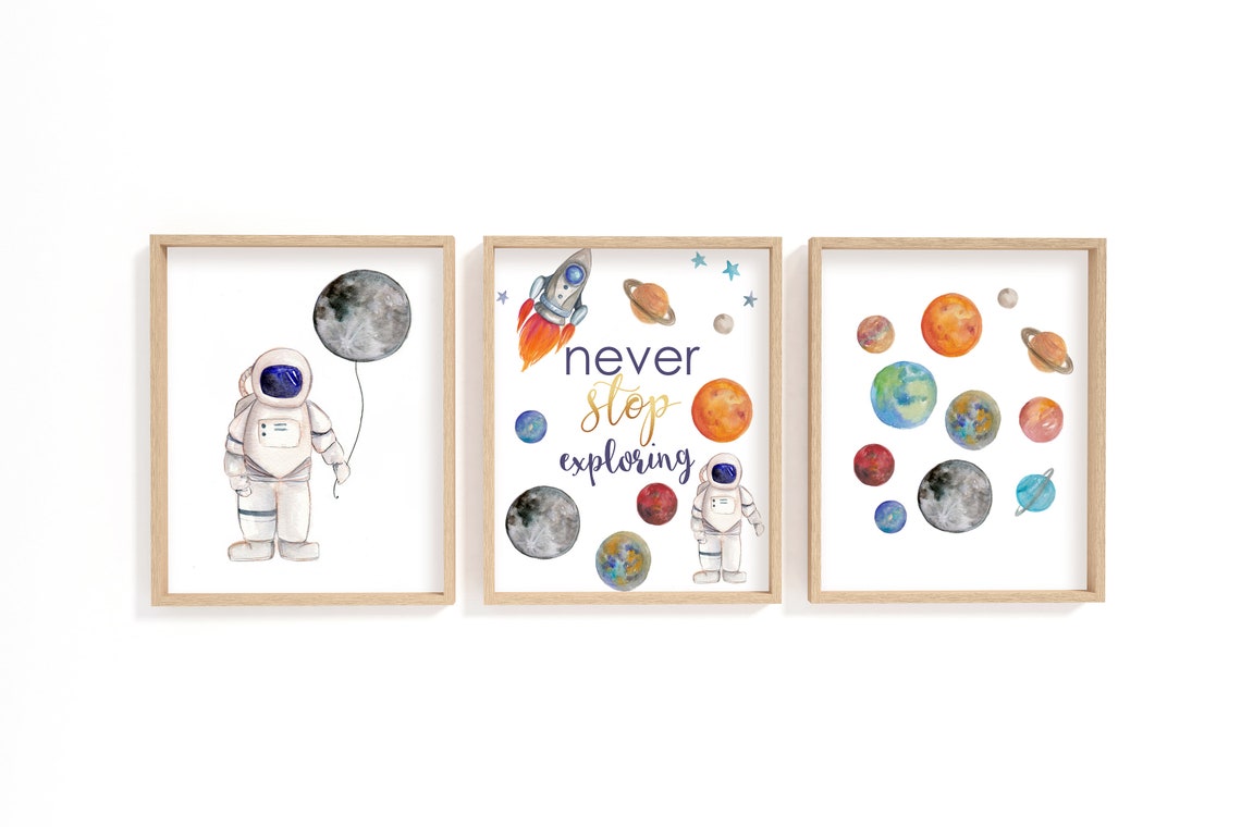Digital Download Space Print Set/ Astronaut, Rocket and Planets ...