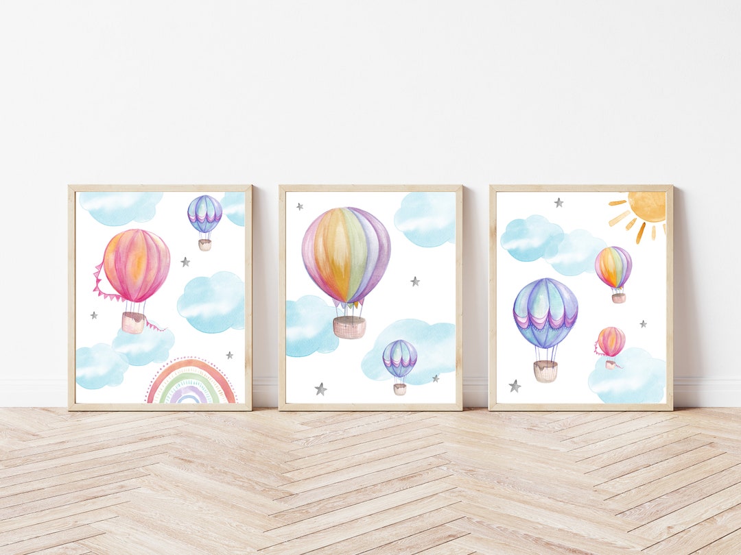 Watercolour Hot Air Balloon Print Set | Nursery, Playroom and Classroom ...