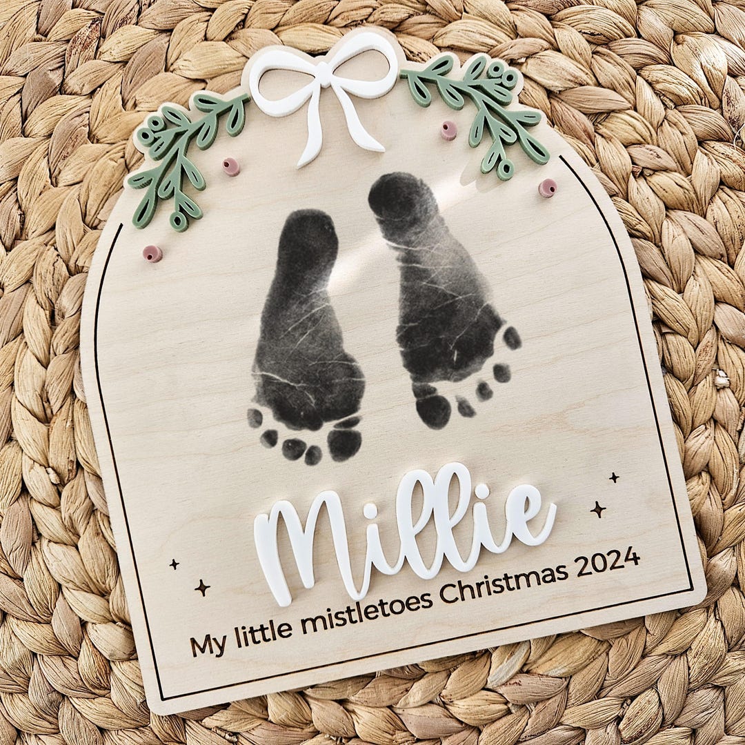 Mistletoes First Christmas Footprint Sign | Baby's First Christmas ...