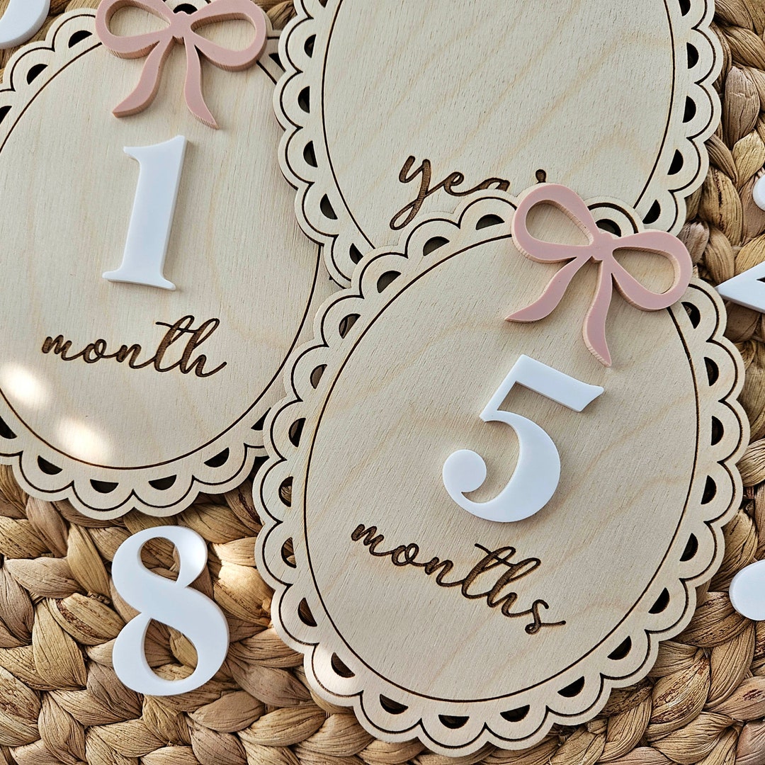 Bow Themed Monthly Milestone Discs | Baby Monthly Discs for Photos ...