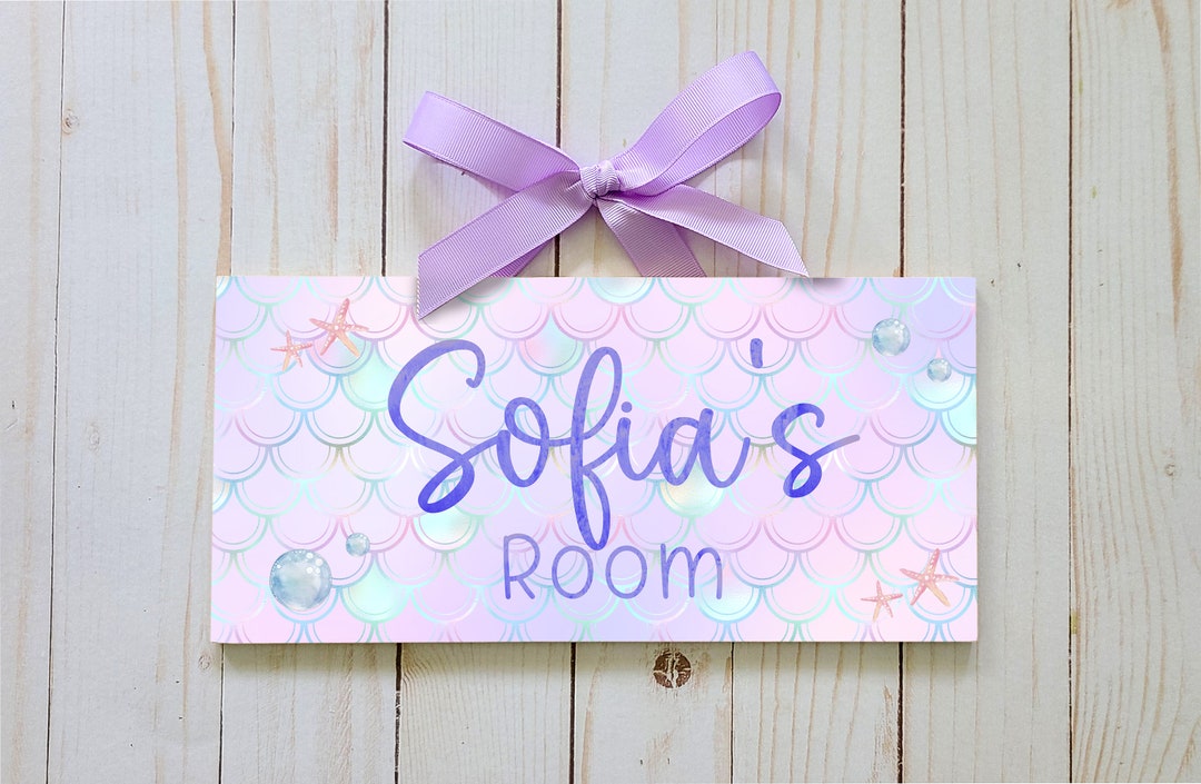 Mermaid Tail Name Sign | Purple Mermaid Bedroom Door Sign - Etsy