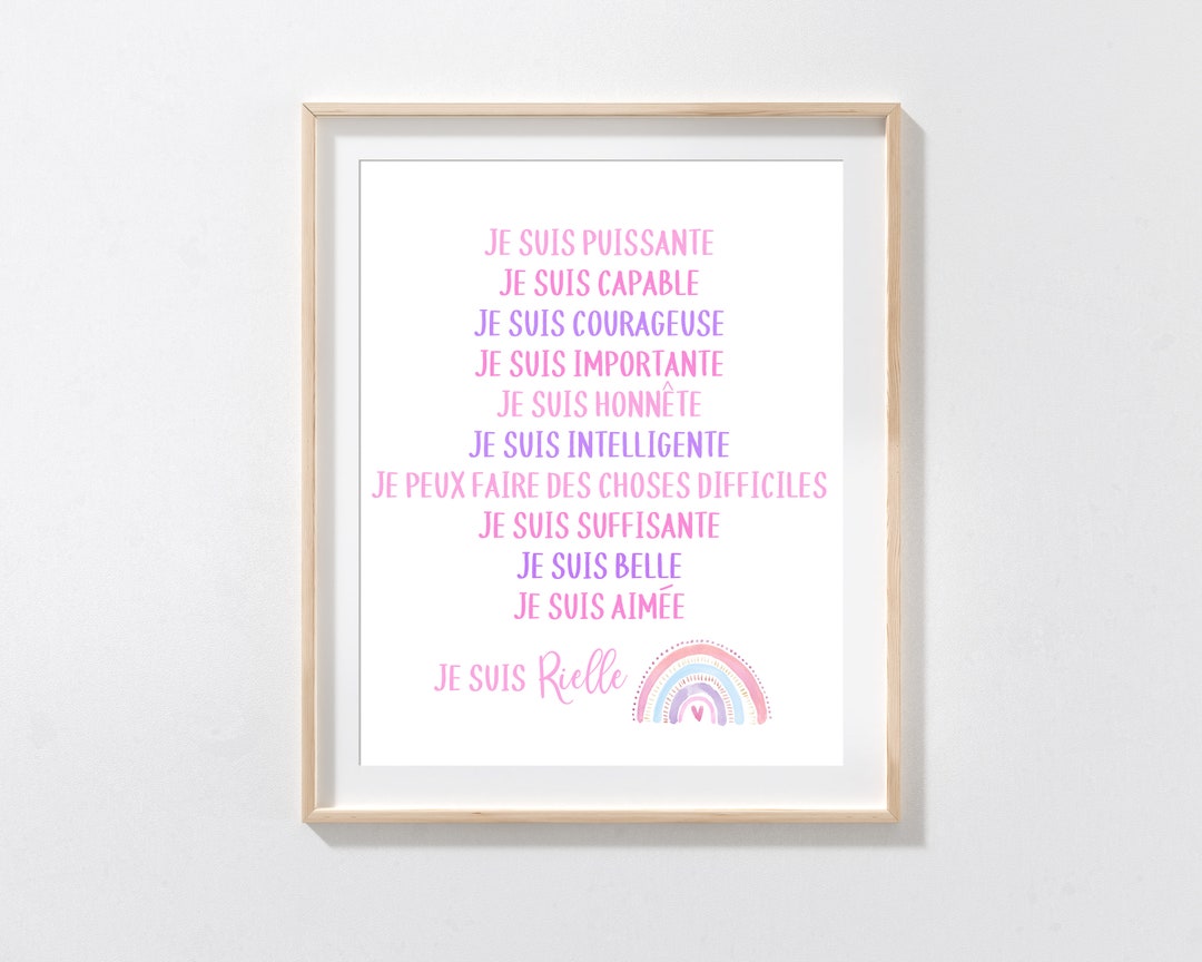 Personalized French Positive Affirmations Print, Affirmations Wall Art ...