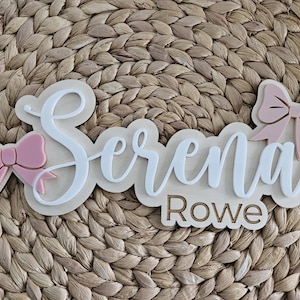 Bow Themed Name Sign Baby Name Sign Wood and Acrylic Child's Name Sign ...