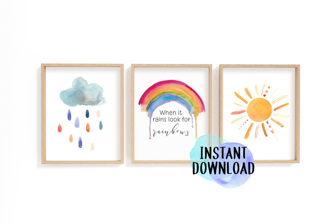 Digital Download Watercolour Weather/ Sunshine and Clouds/ Rainbow ...