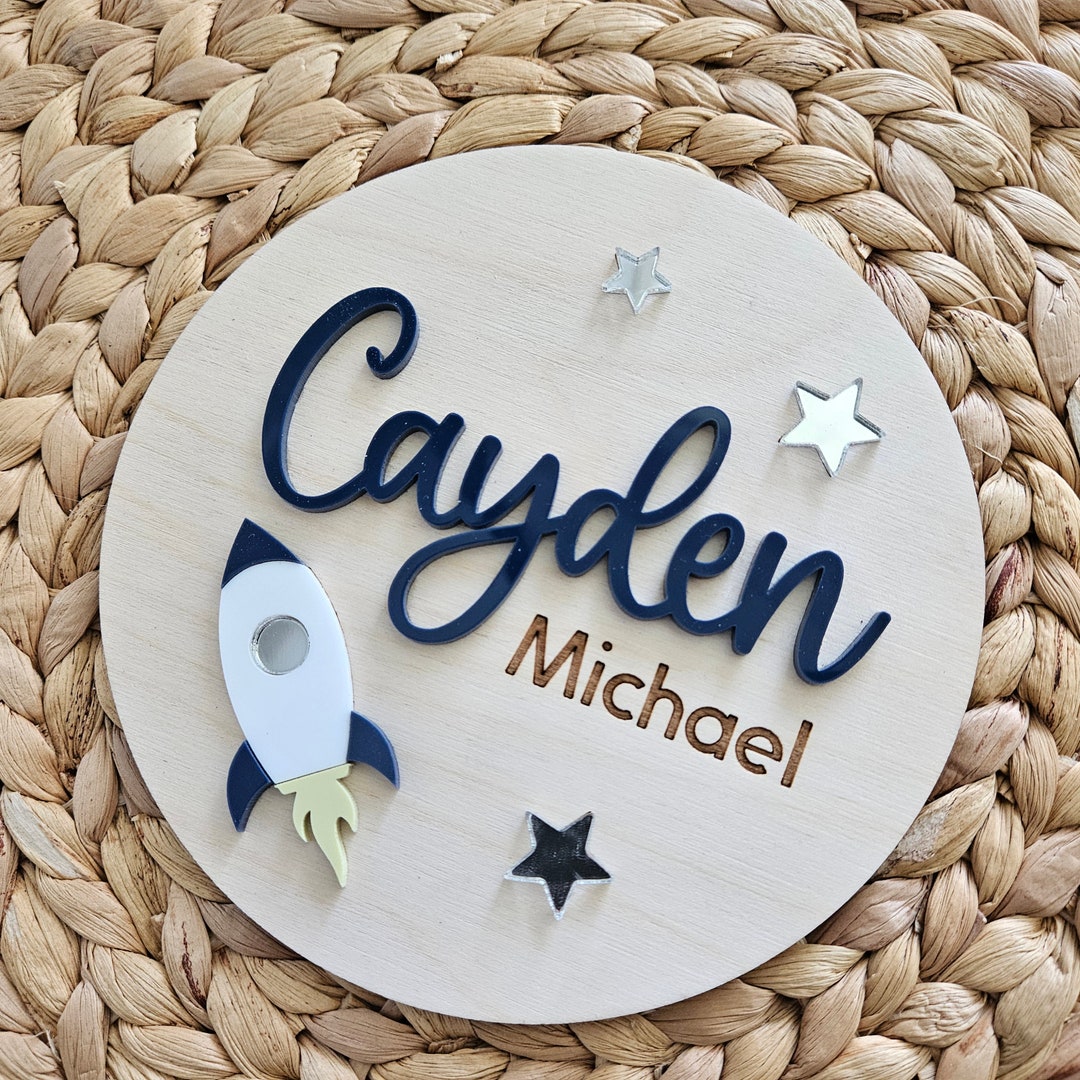 Newborn Name Sign | Baby Birth Announcement Sign | Space Themed Newborn ...
