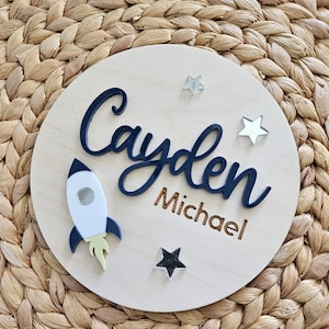Newborn Name Sign | Baby Birth Announcement Sign | Space Themed Newborn ...