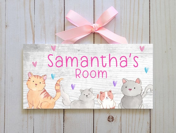 Personalized Door Sign With Cute Cats - Etsy