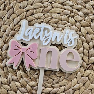 Personalized First Birthday Cake Topper | Bow Themed First Birthday ...