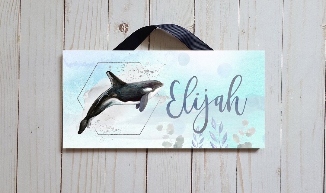 Orca Whale Name Sign | Ocean Animals Children's Bedroom Door Sign ...
