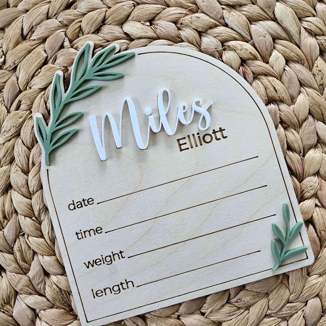 Newborn Baby Name Sign | Newborn Birth Announcement Name Plaque | Arch ...