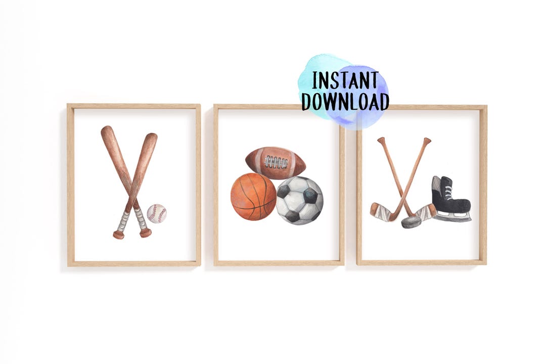 Printable Sports Decor | Sports Print Set | Print Yourself | Hockey ...