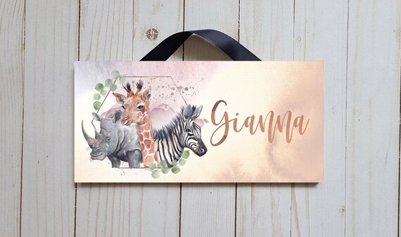 Personalized Safari Animals Name Sign | Etsy