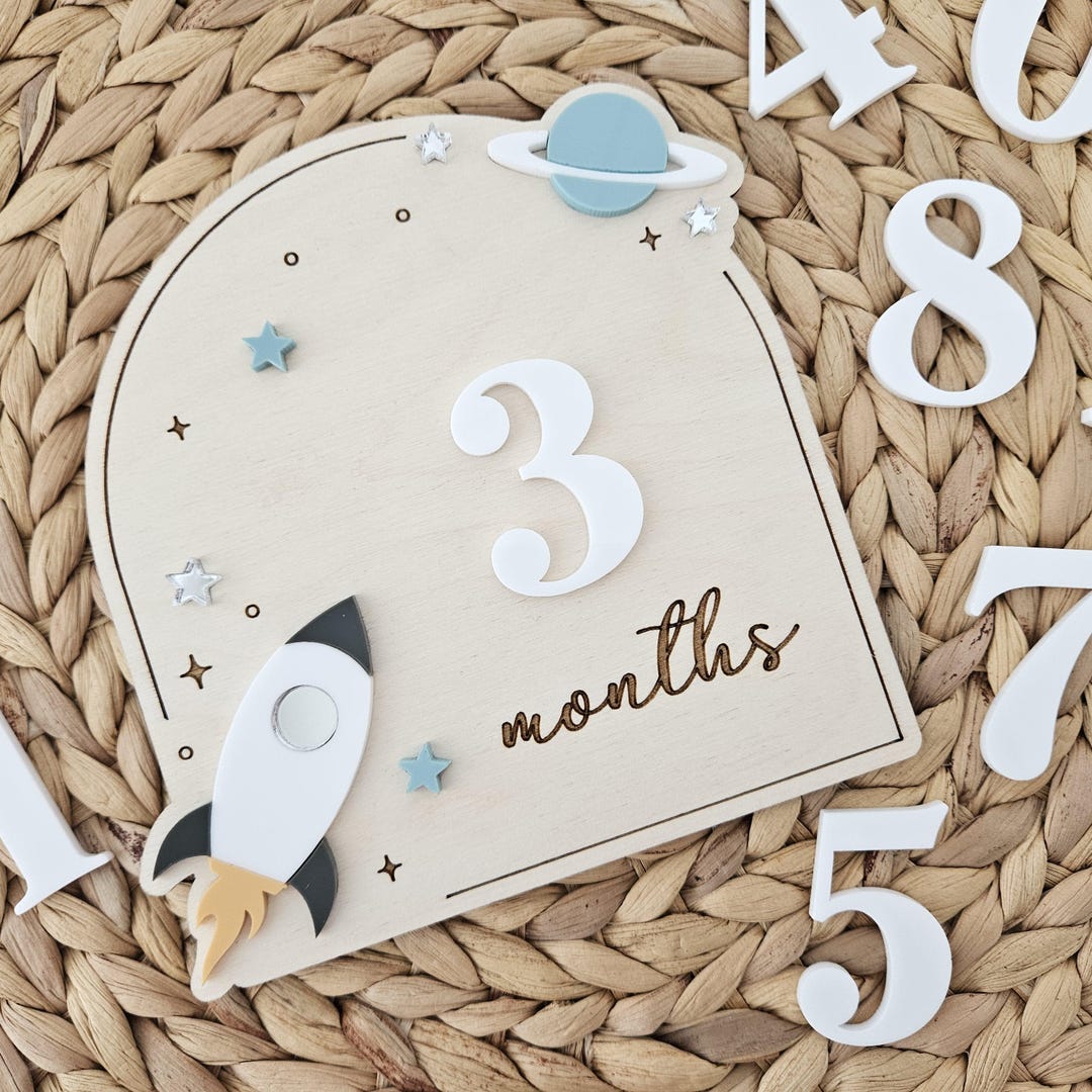 Space Themed Monthly Milestone Discs | Rocket Space Baby Monthly Discs ...
