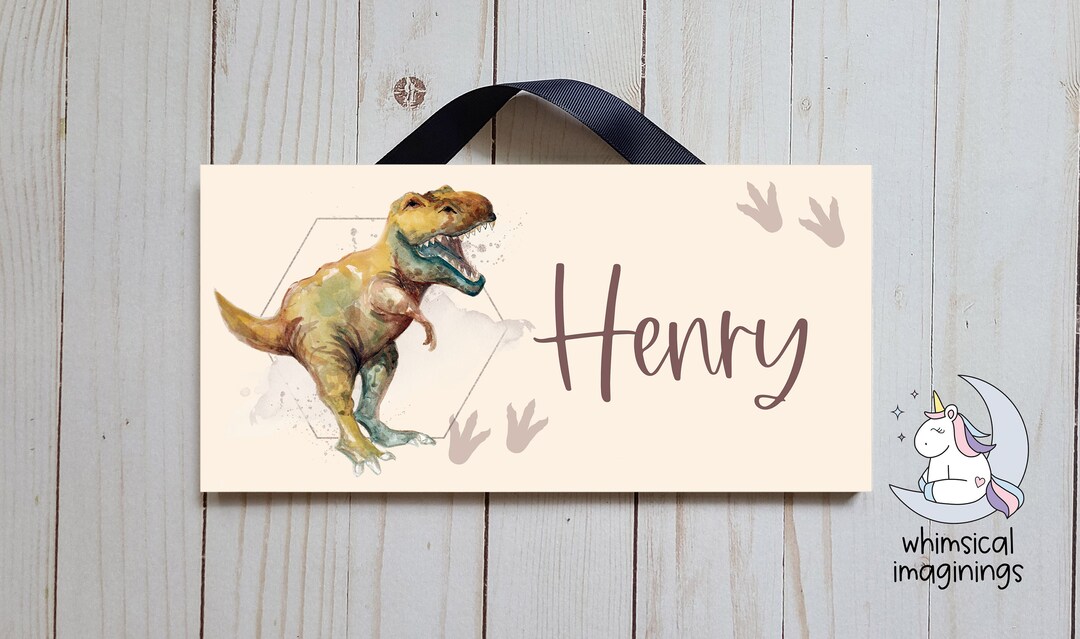 Personalized Dinosaur Name Sign | T-rex Name Sign for Children | Kids ...