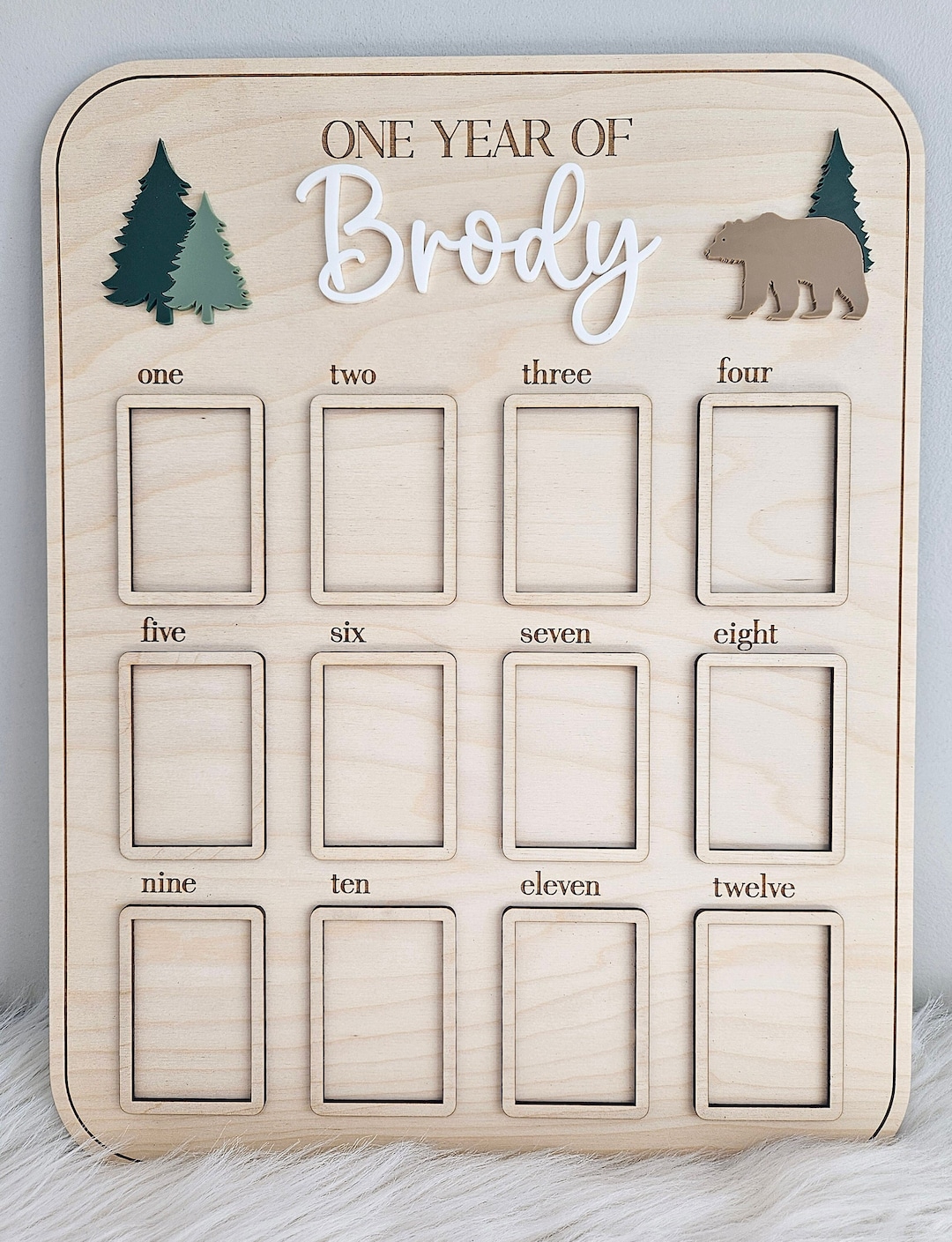 Forest Themed First Birthday Board First Birthday Photo Frame Woodlands ...