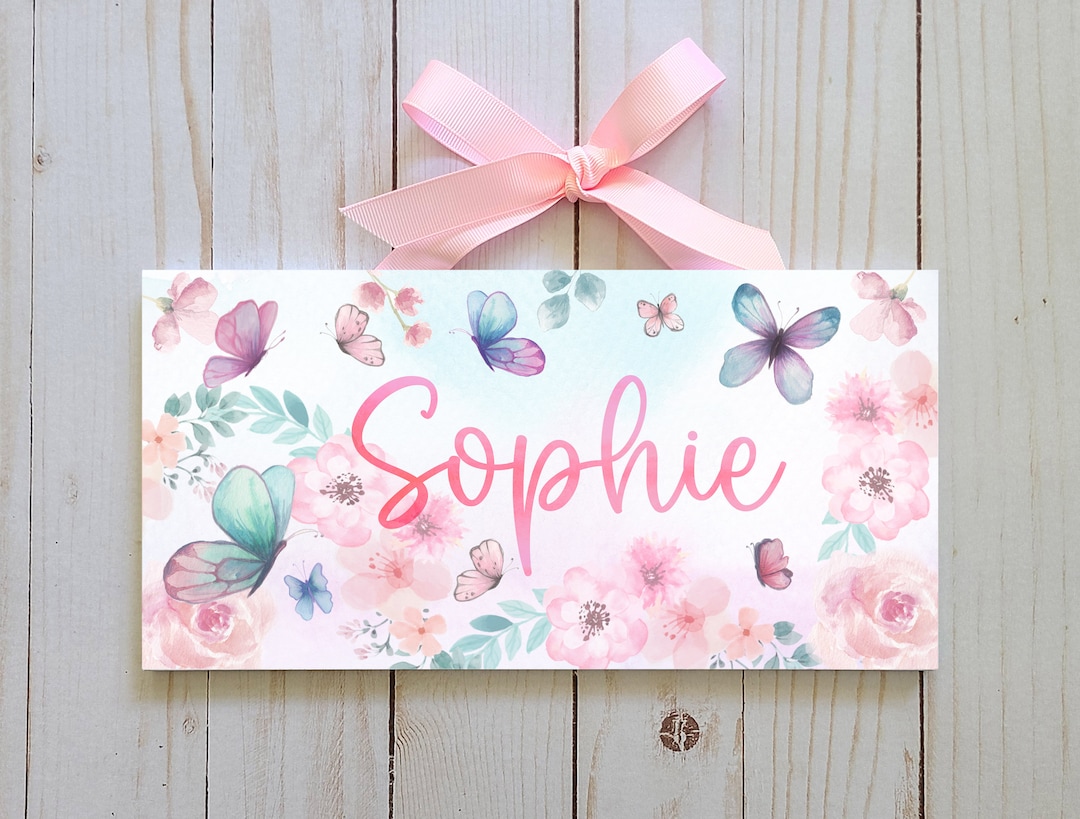 Personalized Butterfly Name Sign | Butterfly and Floral Child's Bedroom ...