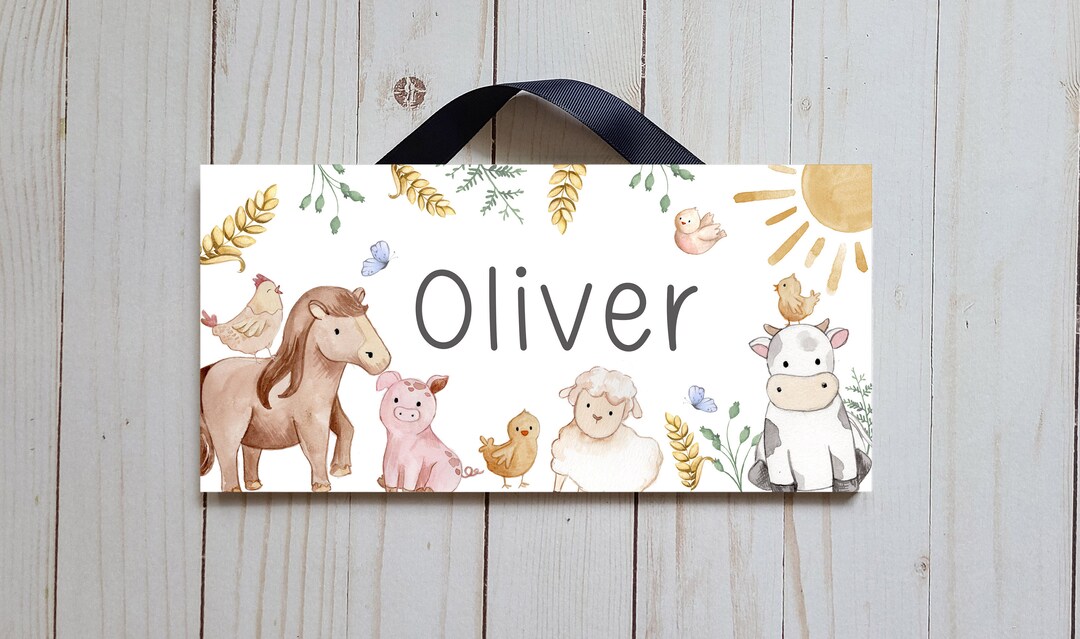 Farm Animals Name Sign | Children's Door Sign | Barnyard Animals Print ...