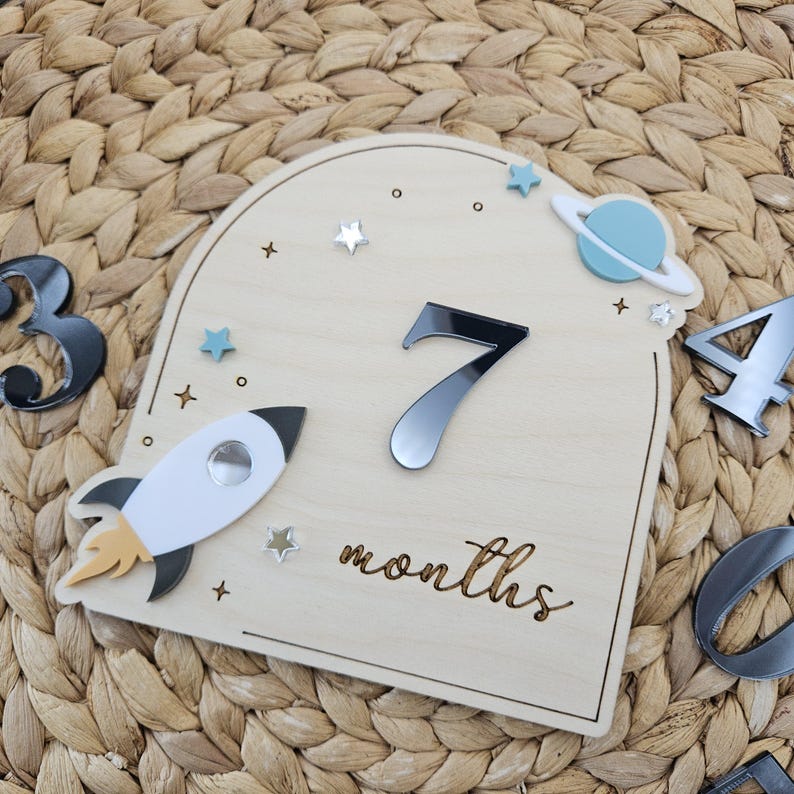 Space Baby Monthly Milestone Discs | Interchangeable Numbers, Photo ...