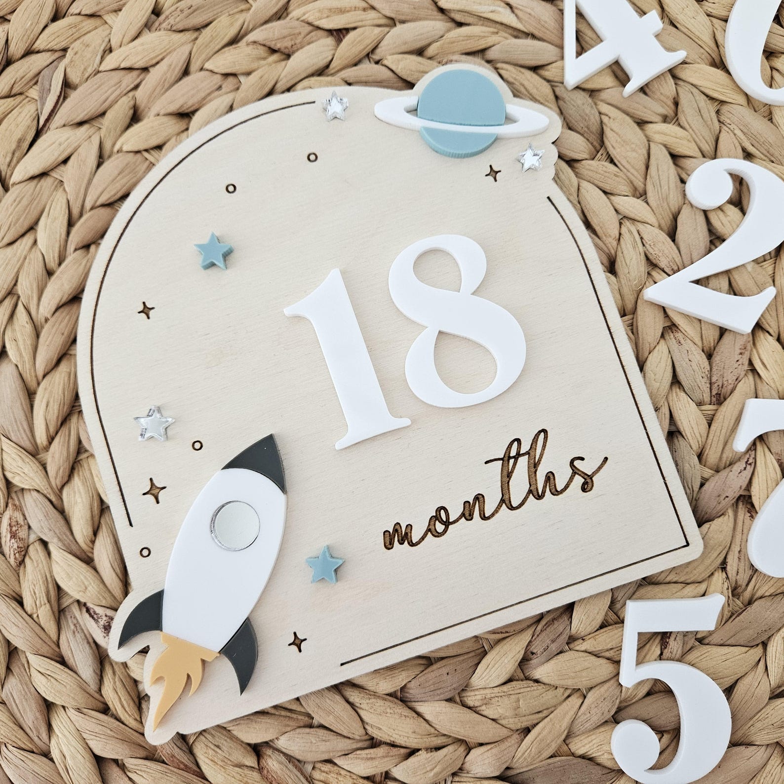 Space Baby Monthly Milestone Discs | Interchangeable Numbers, Photo ...