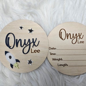 Personalized Newborn Name Sign | Space Theme Birth Announcement Disc - Etsy