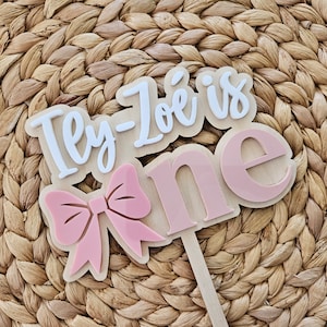 Personalized First Birthday Cake Topper | Bow Themed First Birthday ...