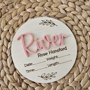 Newborn Birth Disc | Birth Announcement Name Sign | Birth Stats Baby ...