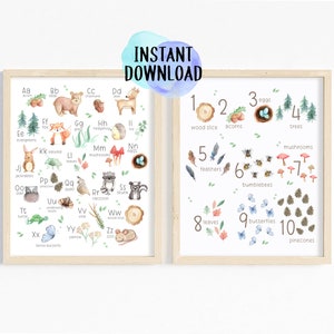 Forest Alphabet and Numbers Printable | Alphabet and Numbers Nursery ...