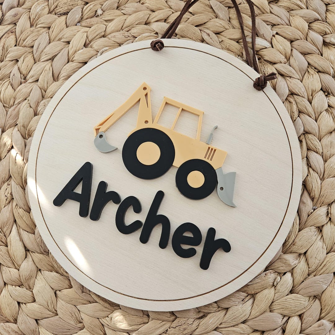 Construction Digger Name Sign | Child's Bedroom Door Sign | Name Plaque ...