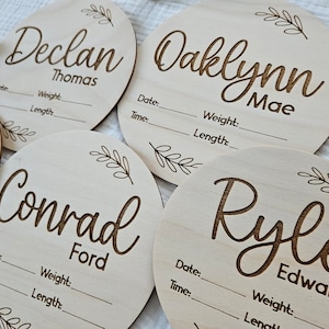 Newborn Birth Disc | Birth Announcement Name Sign | Birth Stats Baby ...