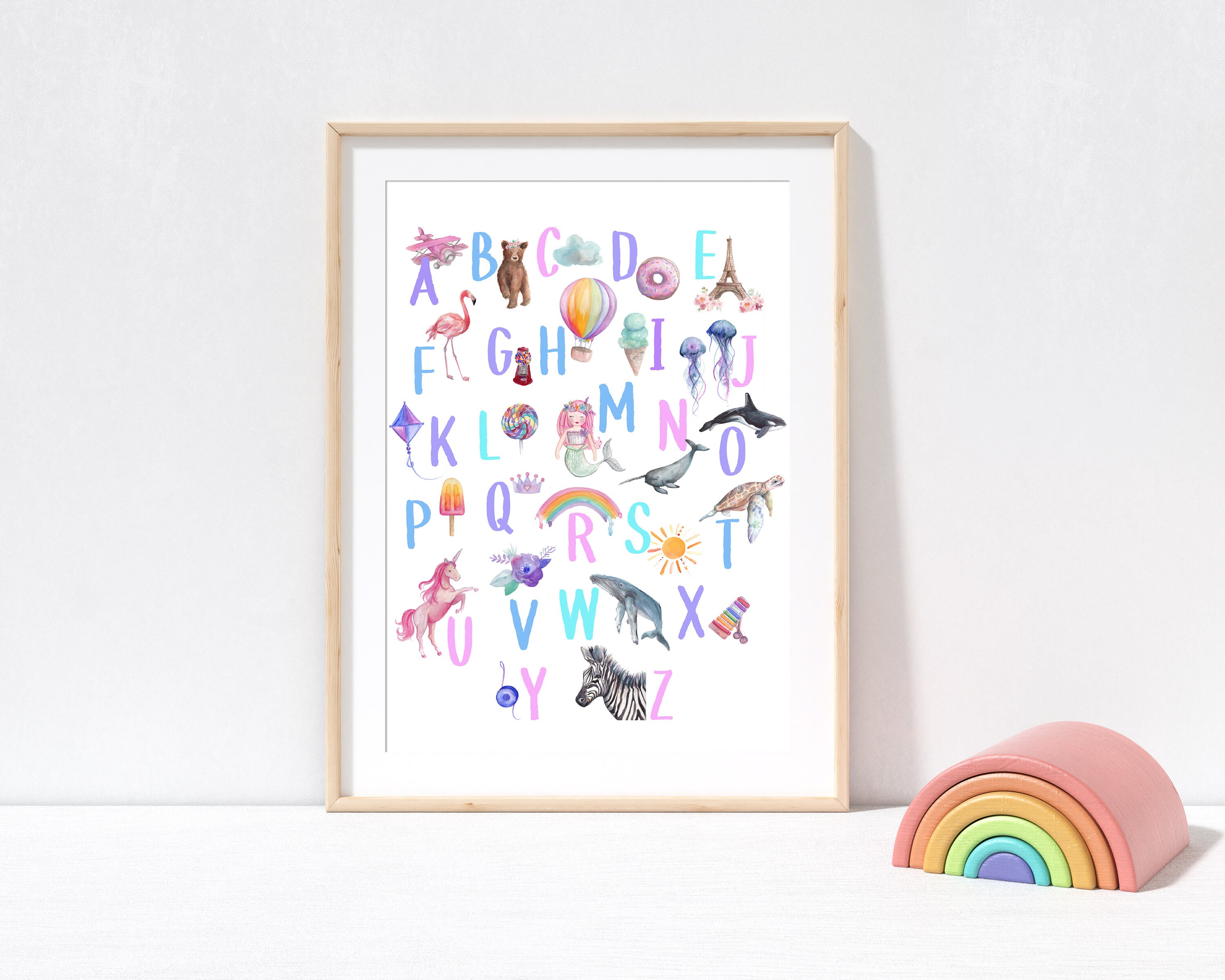 Watercolour Alphabet and Numbers Print Set | Etsy
