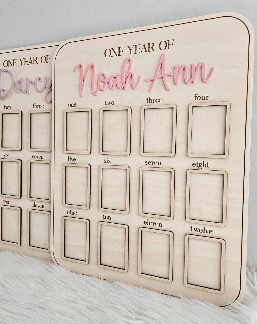 First Birthday Photo Frame, One Year of Photo Board, 12 Month Photo ...