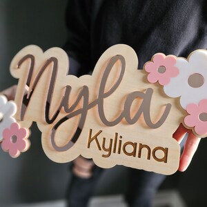 Rose Gold Floral Nursery Name Sign | Laser Cut Wood & Acrylic - Etsy Canada