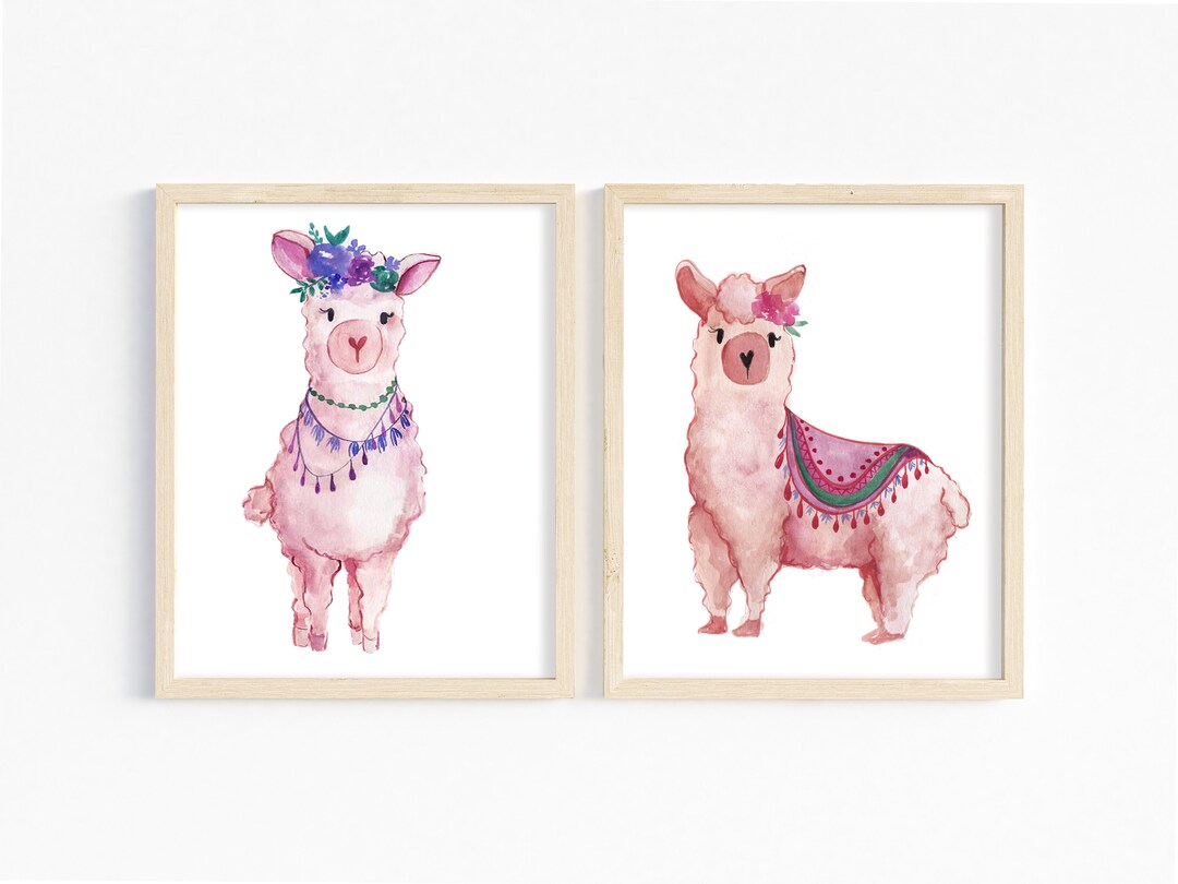 Watercolour Llamas Print Set/ Llama Decor/ Llama Nursery Print - Etsy