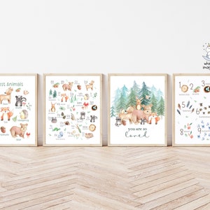 Set of Four Forest Woodlands Nursery Prints | Educational Playroom ...