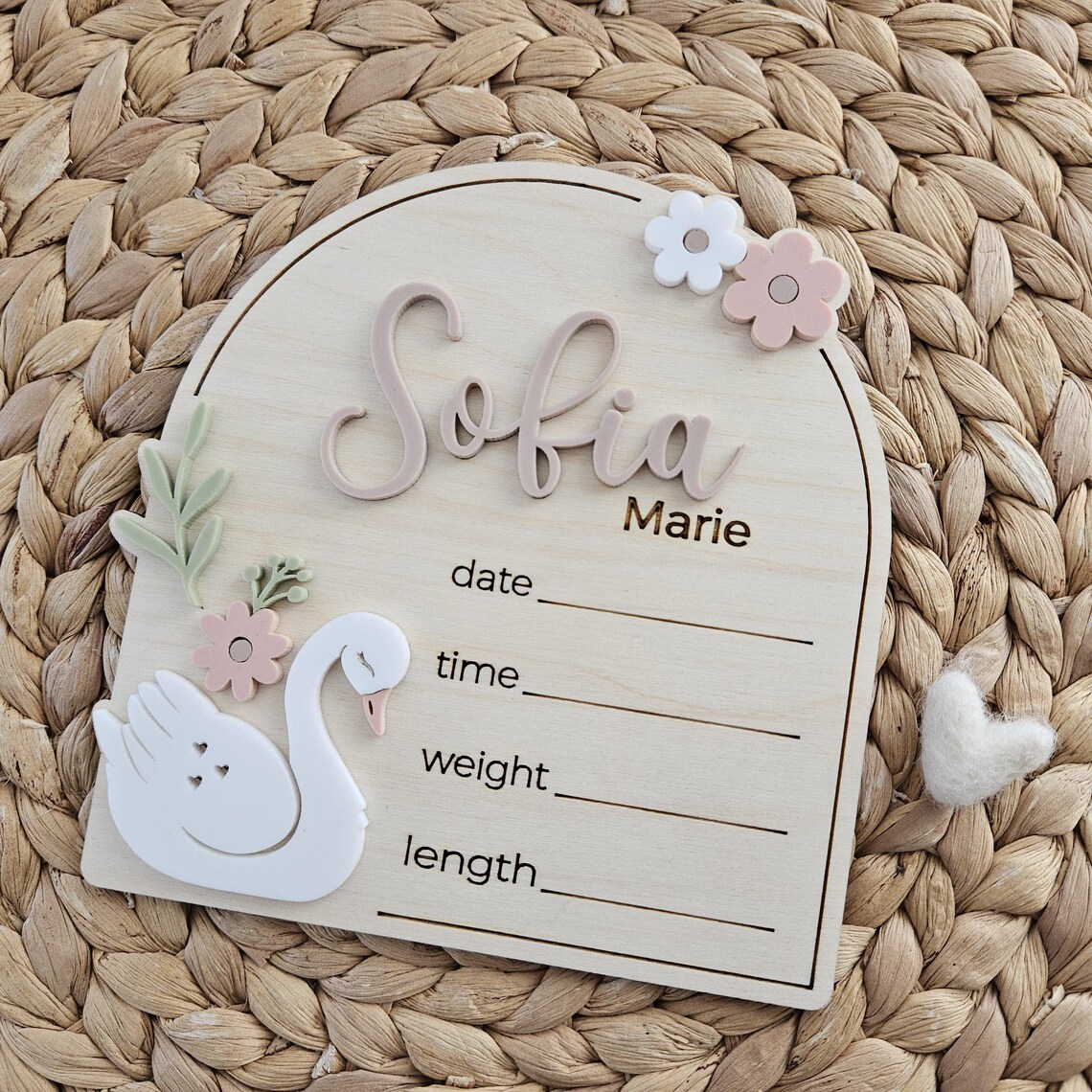 Swan Birth Announcement Sign | Newborn Baby Name Sign | Birth ...