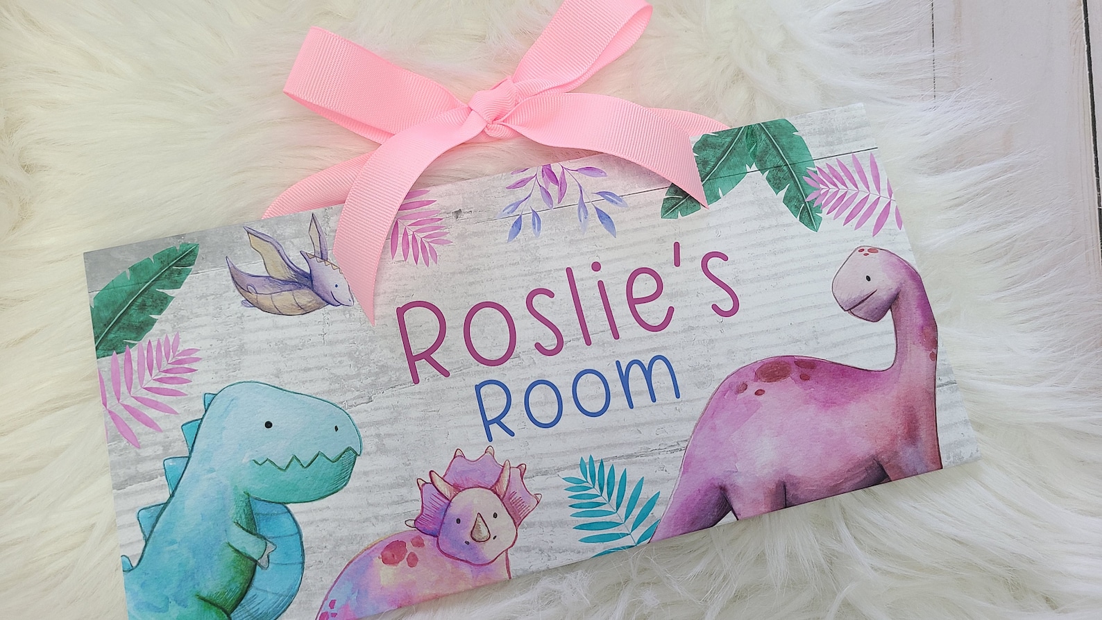 Cute Pink Personalized Dinosaur Name Sign/ Girl Dinosaur Decor - Etsy