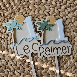Personalized Beach First Birthday Cake Topper | Tropical Theme - Etsy