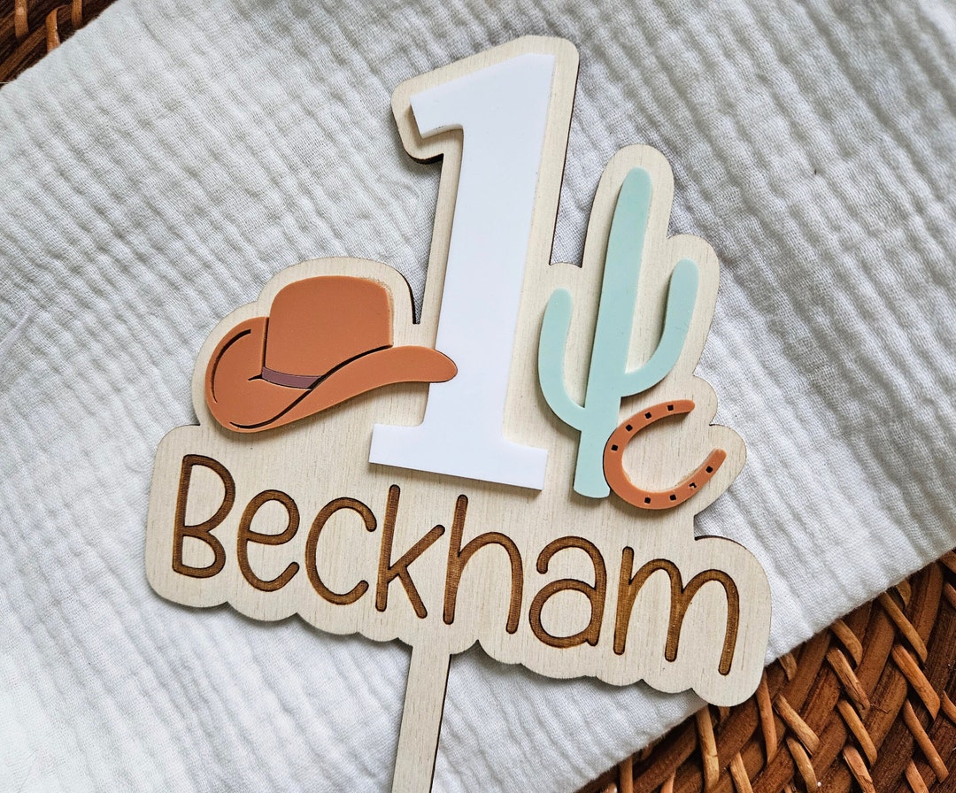 Personalized Cowboy Cake Topper Cowboy Wild West Birthday Party Cake ...