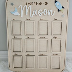 Space Themed First Birthday Photo Board First Birthday Photo Frame ...