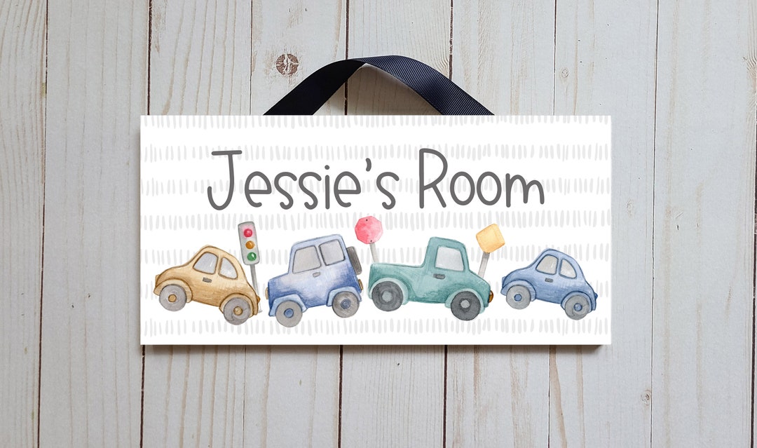 Cute Cars Name Sign | Car Themed Children's Door Sign - Etsy