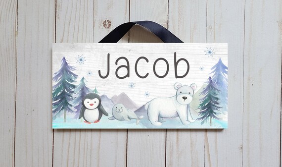 Personalized Arctic Animals Name Sign - Etsy