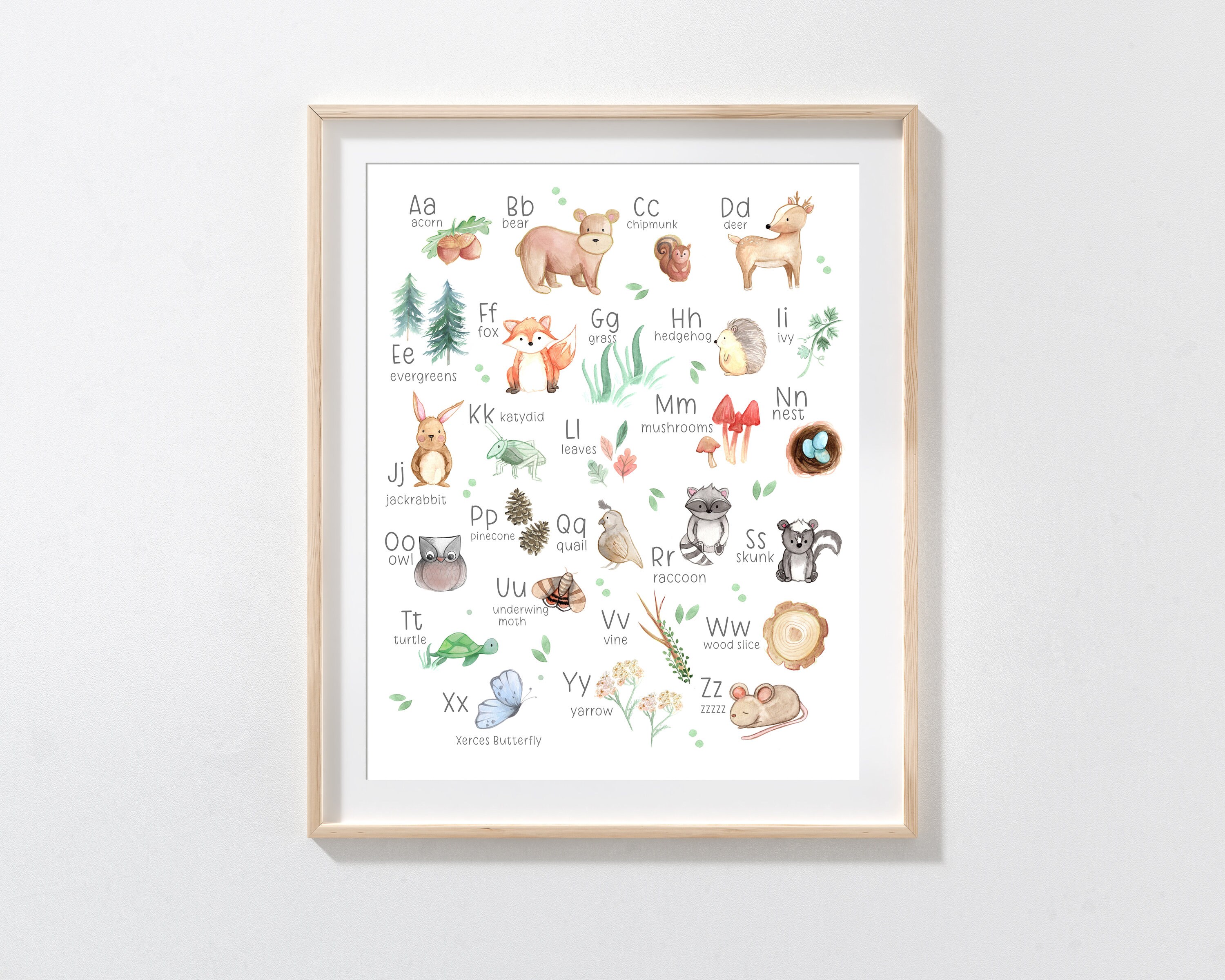 Forest Alphabet and Numbers Printable | Alphabet and Numbers Nursery ...