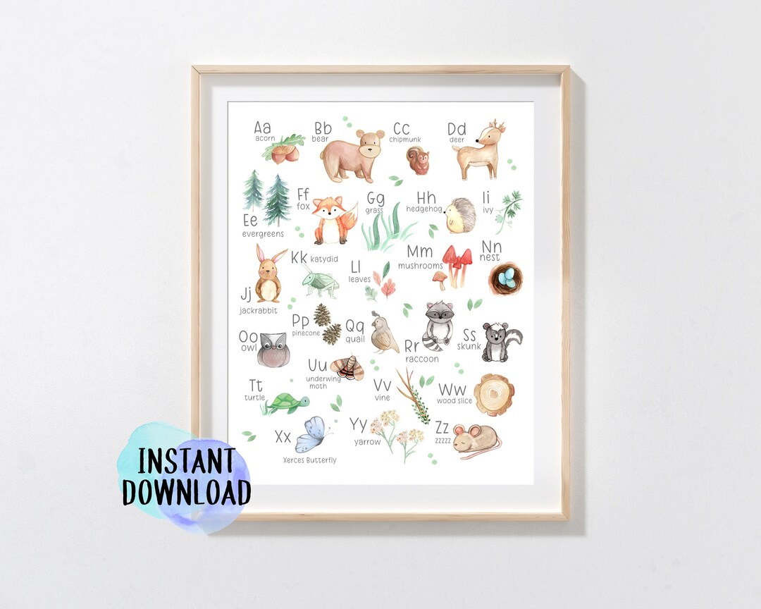 Forest Alphabet Printable | Alphabet Nursery Poster for Nursery ...