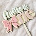 Personalized First Birthday Cake Topper Bow Themed First Birthday Cake ...